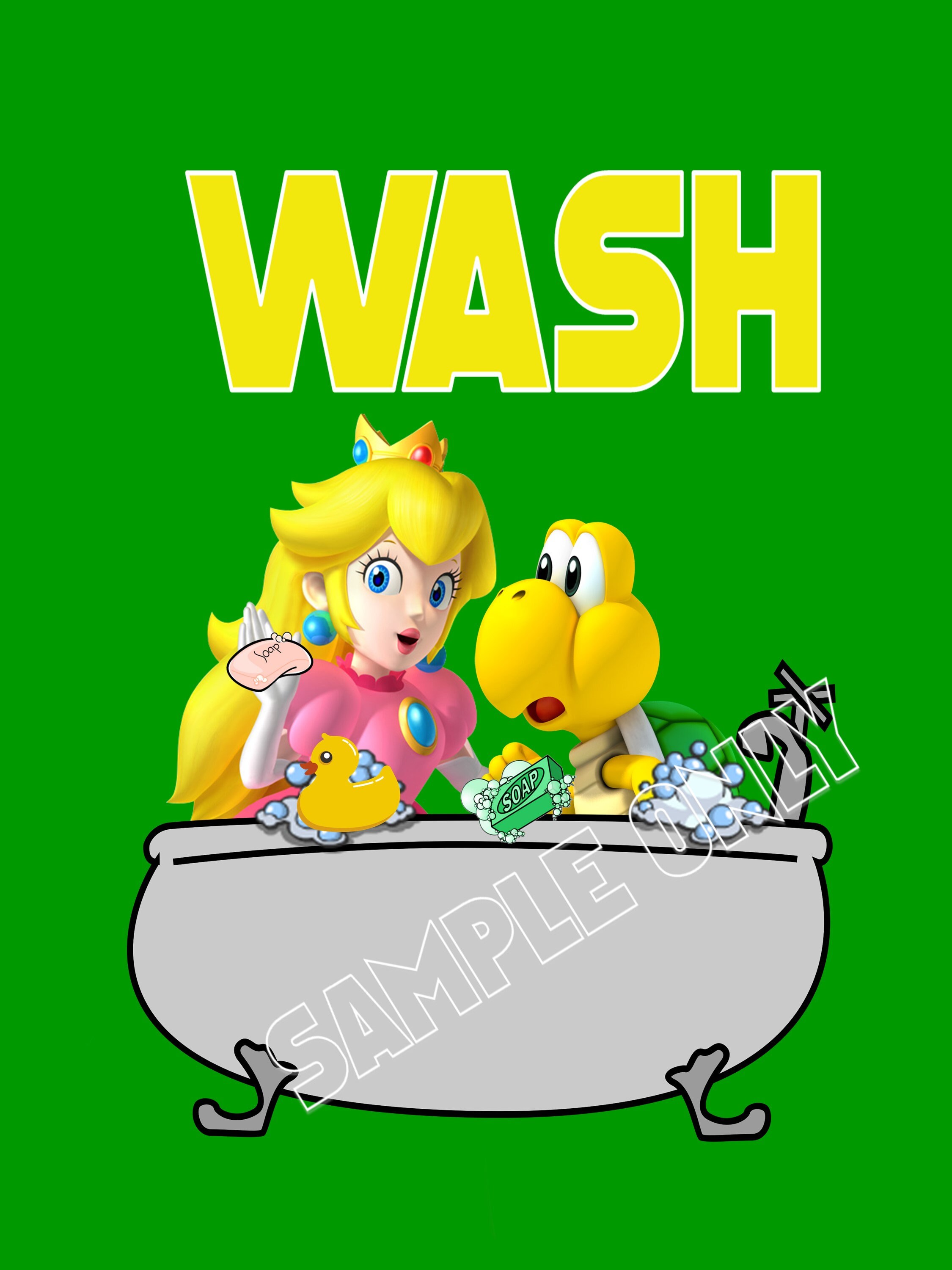 Super Mario Bathroom Art Prints: Wash Brush Floss Flush - Etsy