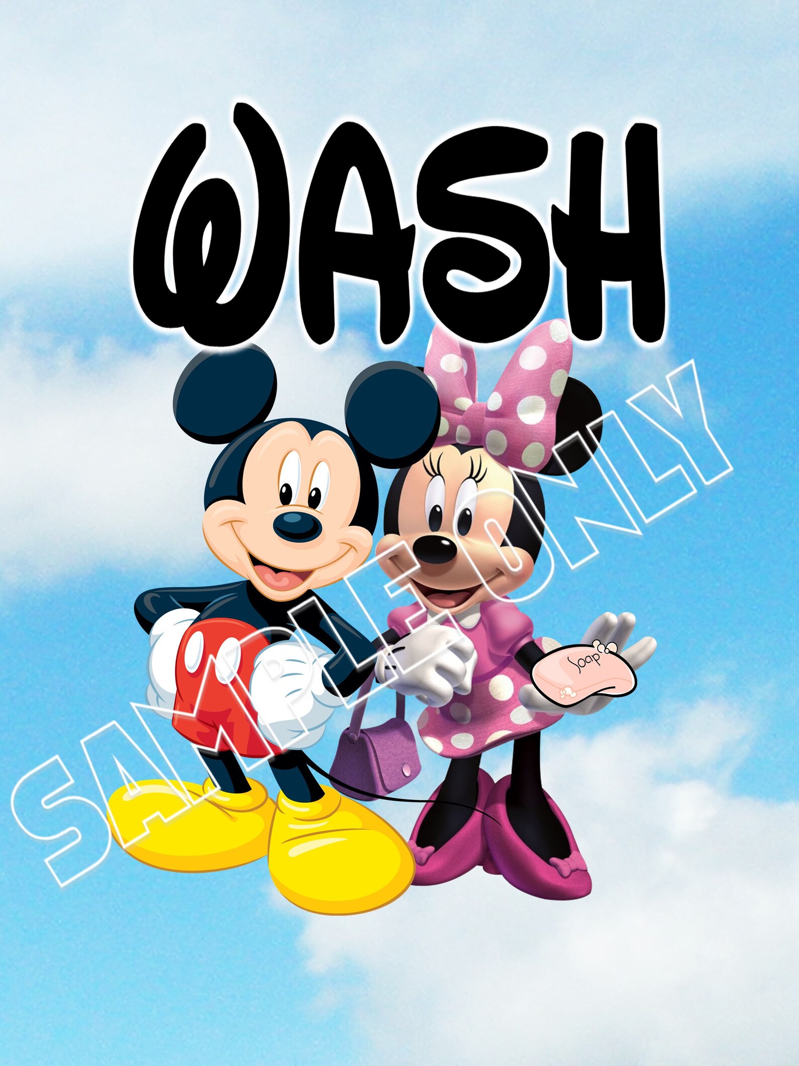 Mickey Mouse Clubhouse Wash Brush Floss Flush Kids Bathroom Decor Wall ...