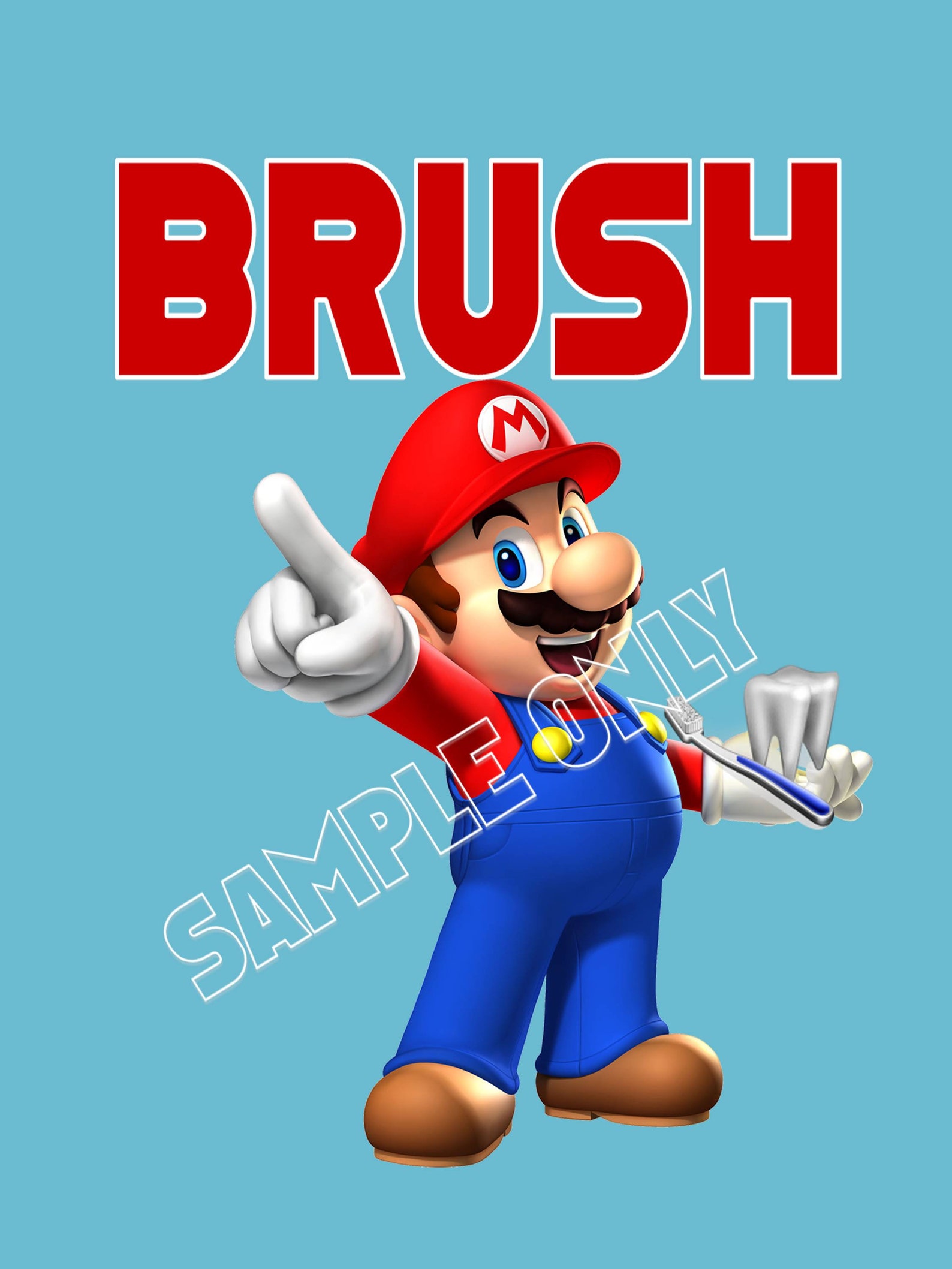 Super Mario V1 Wash Brush Floss Flush Kids Bathroom Decor Wall | Etsy