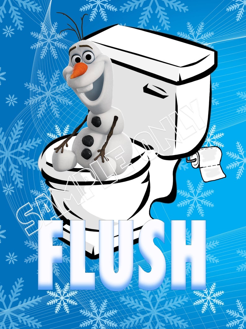 Disney Frozen Wash Brush Floss Flush Kids Bathroom Decor Wall Art ...