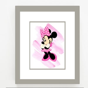 Minnie Mouse Trio Pink Watercolor Splashes Wall Art Prints - Etsy