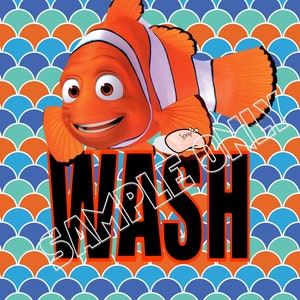 Finding Nemo Version 2 Wash Brush Floss Flush Kids Bathroom Decor Wall ...