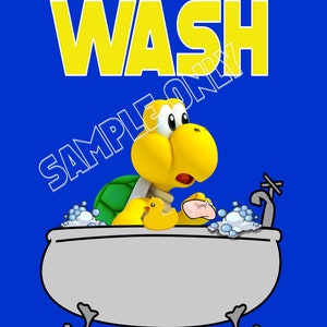 Super Mario V3 Kids Bathroom Decor Wall Art Prints Wash Brush Floss ...