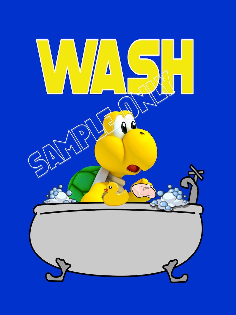 Super Mario V3 Kids Bathroom Decor Wall Art Prints Wash Brush - Etsy