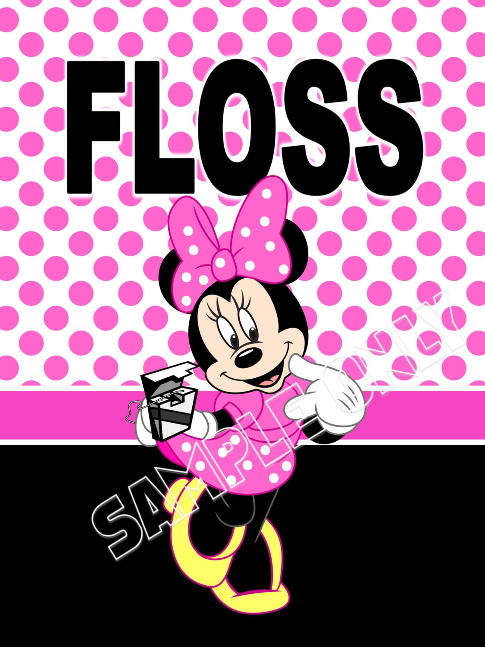 Minnie Mouse Wash Brush Floss Flush 8x10 Kids | Etsy