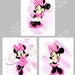 Minnie Mouse Trio Pink Watercolor Splashes Wall Art Prints - Etsy