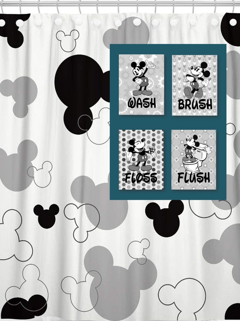 Mickey Mouse Monochrome Wash Brush Floss Flush Children's | Etsy