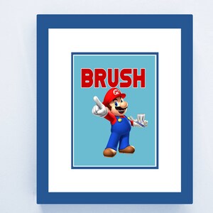 Super Mario V1 Wash Brush Floss Flush Kids Bathroom Decor Wall Art ...