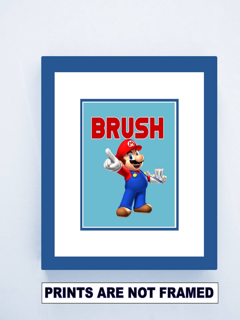 Super Mario V1 Wash Brush Floss Flush Kids Bathroom Decor Wall | Etsy