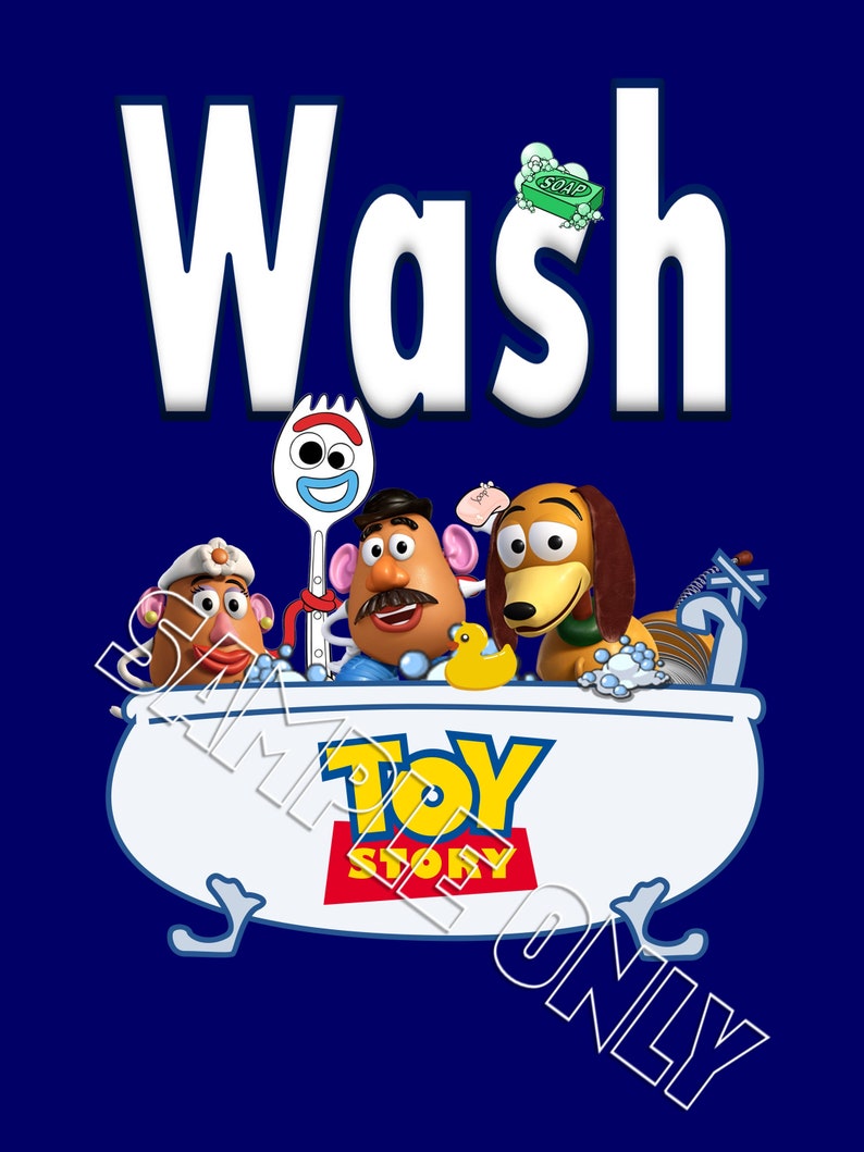 Toy Story Wash Brush Floss Flush Kids Bathroom Wall Art Prints - Set of ...