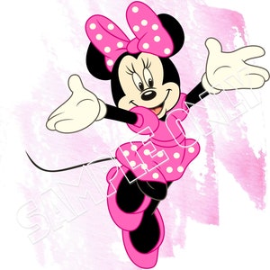 Minnie Mouse Trio Pink Watercolor Splashes Wall Art Prints - Etsy