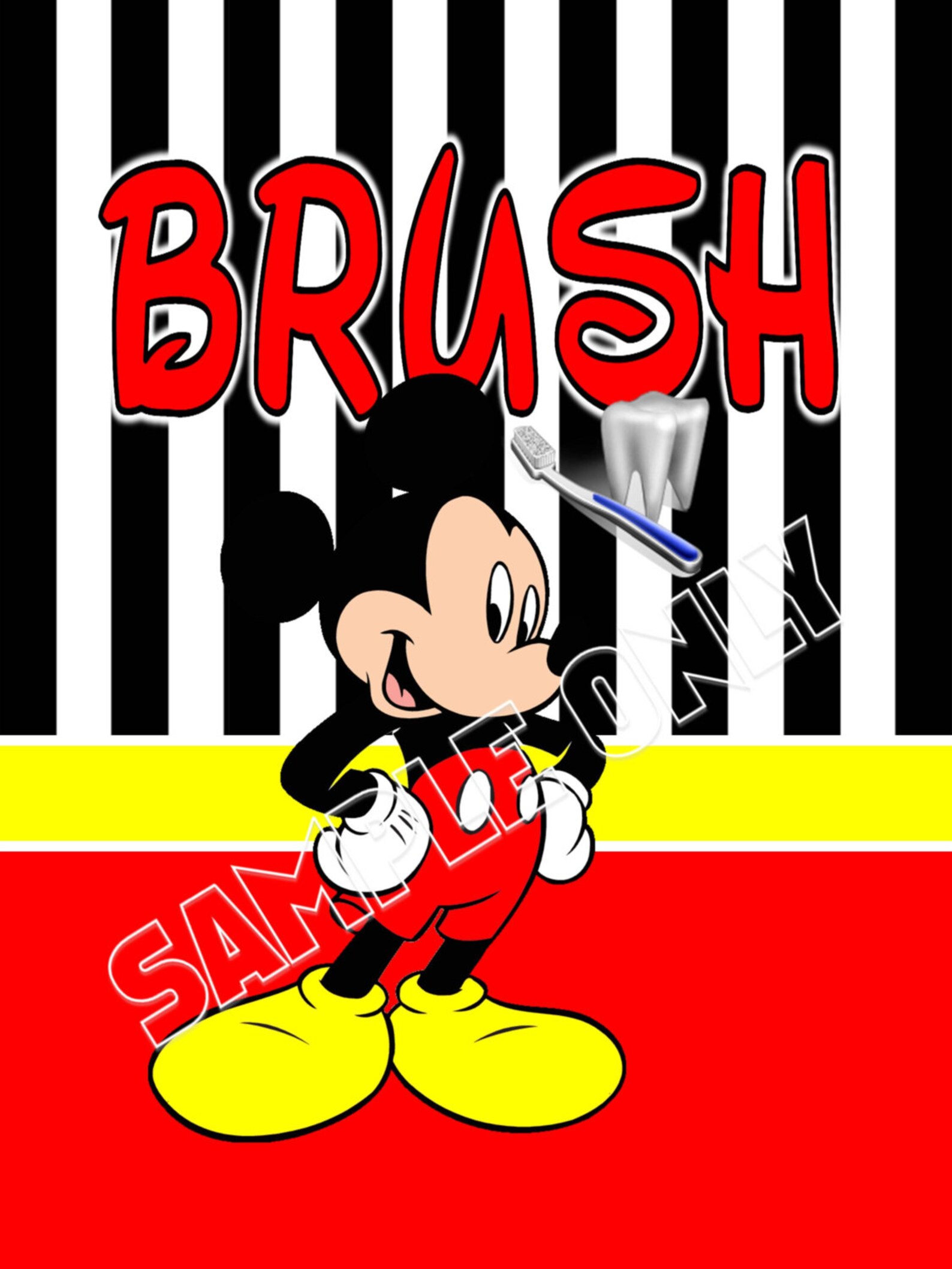 Mickey Mouse Minnie Mouse Stripes and Polka Dots Wash Brush Floss Flush ...