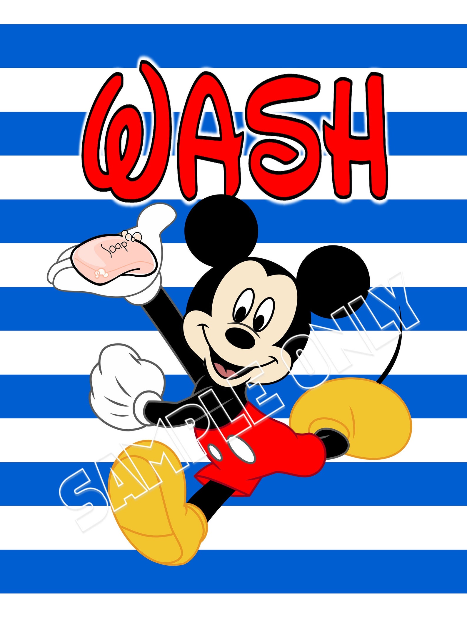Mickey Mouse Royal Blue Wash Brush Floss Flush Kids Bathroom - Etsy