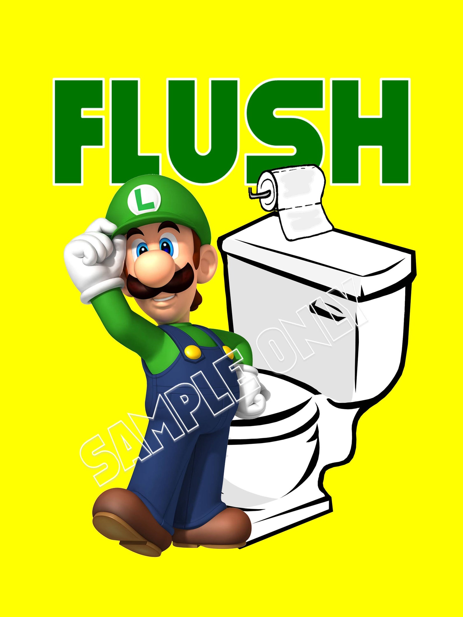 Super Mario V1 Wash Brush Floss Flush Kids Bathroom Decor Wall Art ...