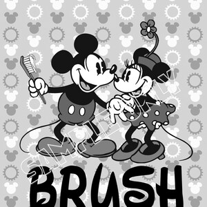 Mickey and Minnie Mouse Monochrome Wash Brush Floss Flush Children's ...