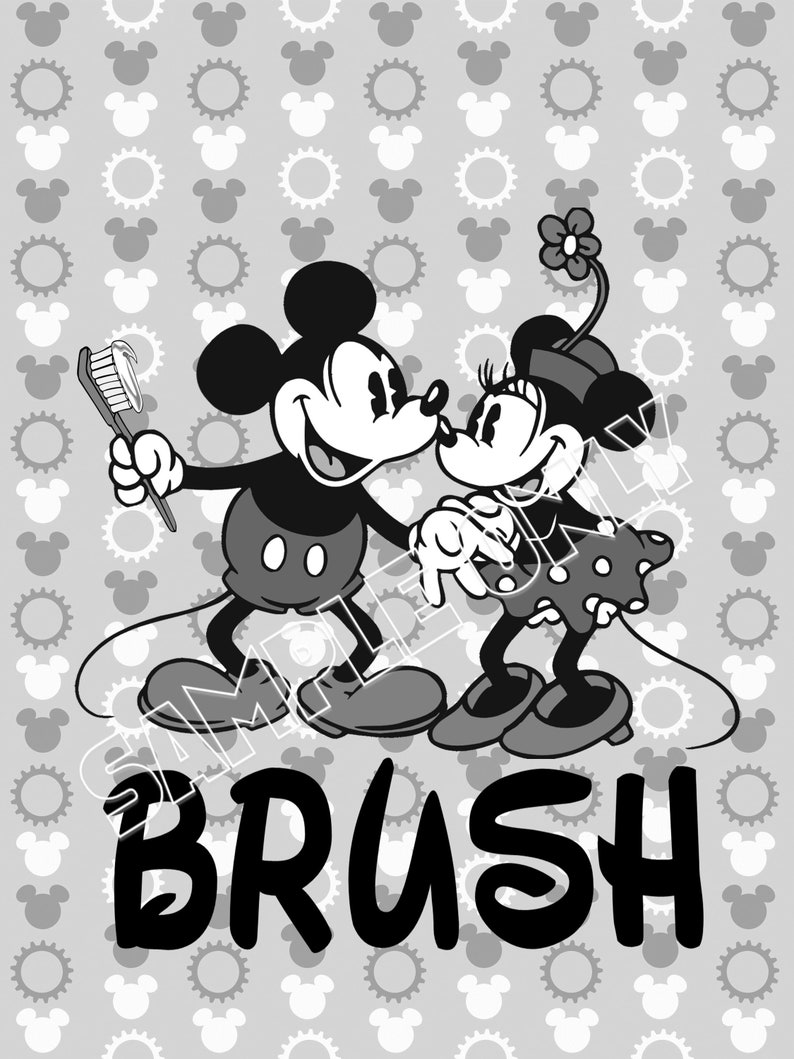 Mickey and Minnie Mouse Monochrome Wash Brush Floss Flush Children's ...