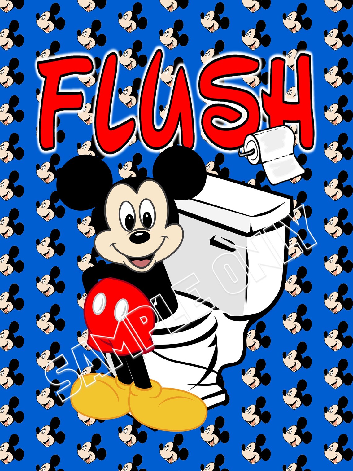 Mickey Mouse Royal Blue Wash Brush Floss Flush Kids Bathroom - Etsy