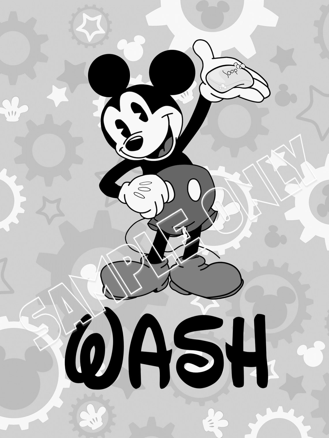 Mickey Mouse Monochrome Wash Brush Floss Flush Children's Bathroom ...