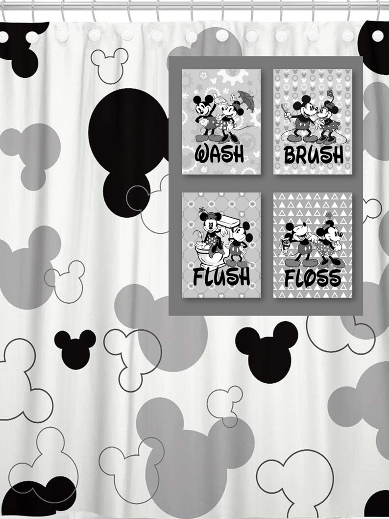 Mickey and Minnie Mouse Monochrome Wash Brush Floss Flush Children's ...