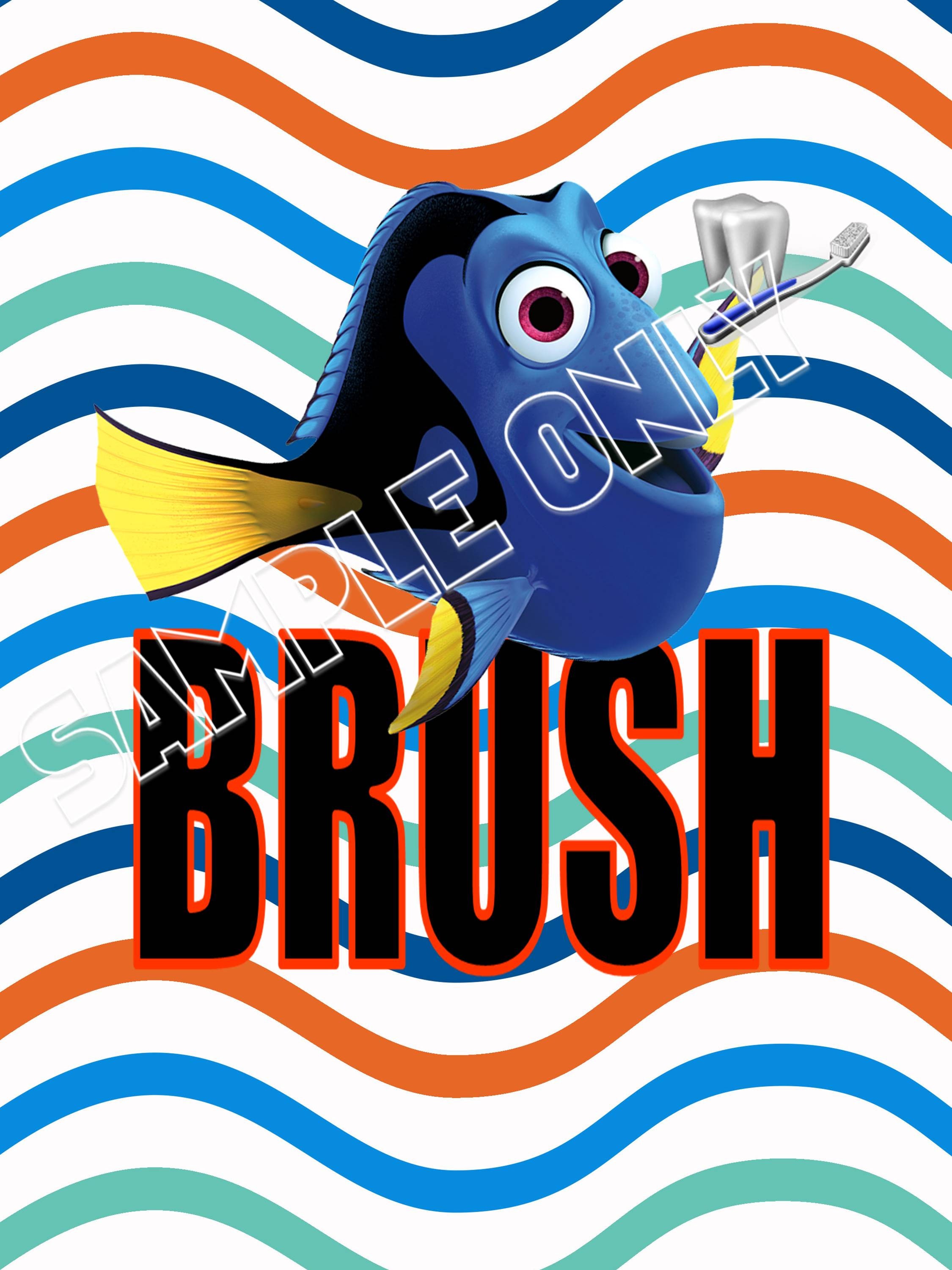 Finding Nemo Version 2 Wash Brush Floss Flush Kids Bathroom | Etsy
