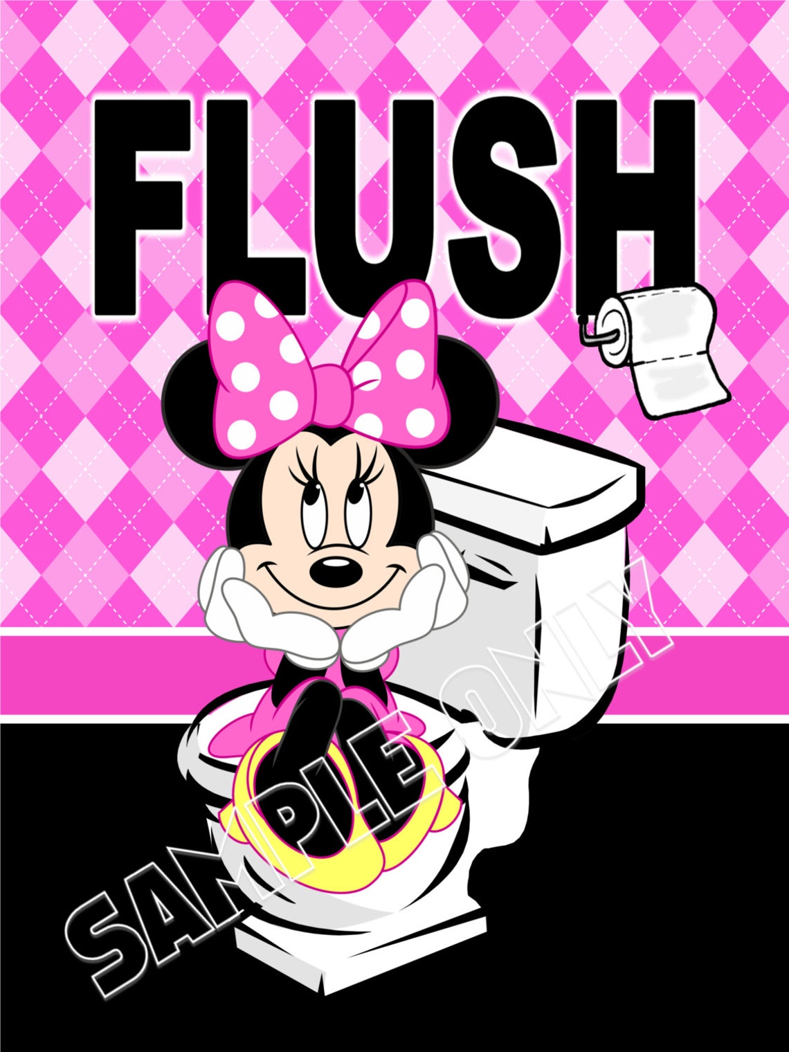 Minnie Mouse Wash Brush Floss Flush 8x10 Kids | Etsy