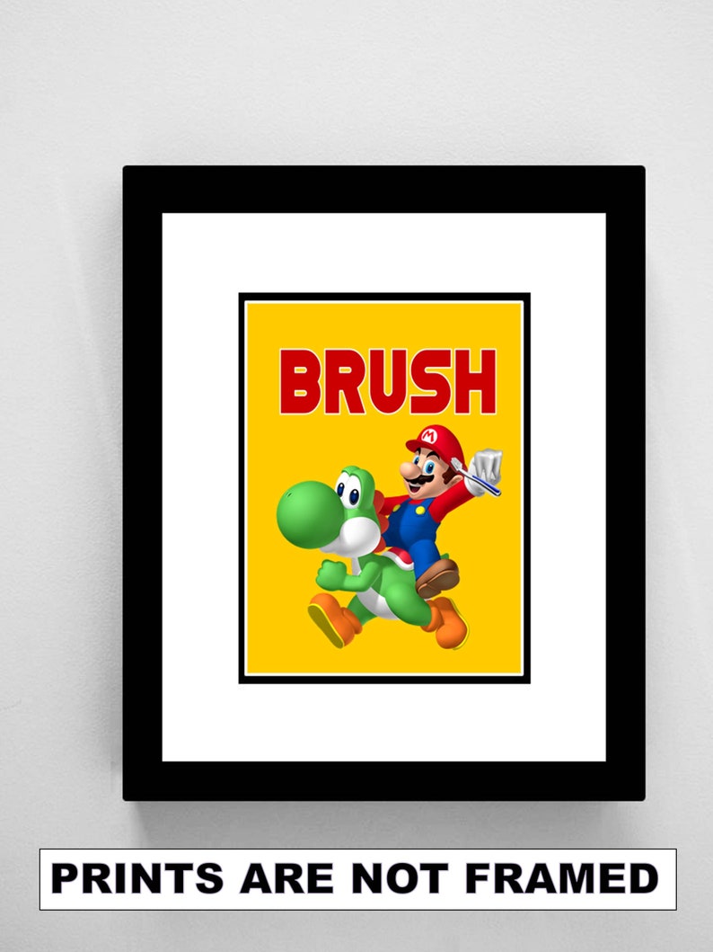 Super Mario V3 Kids Bathroom Decor Wall Art Prints Wash Brush - Etsy