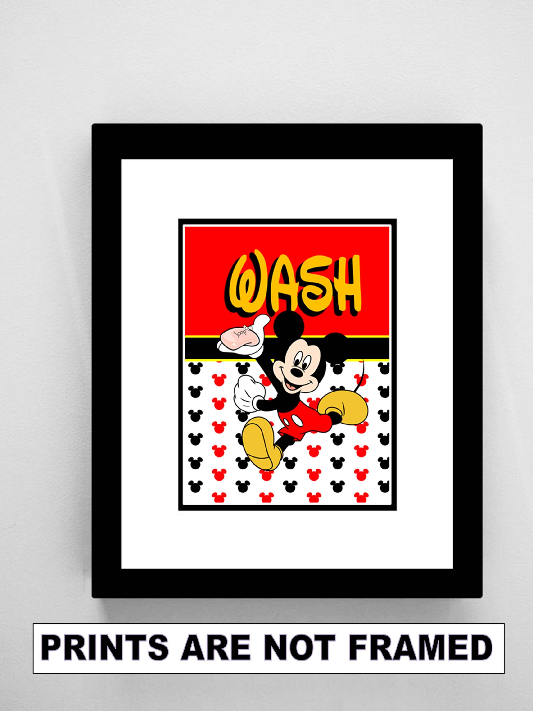 Mickey Mouse Red Black Wash Brush Floss Flush Kids Bathroom | Etsy