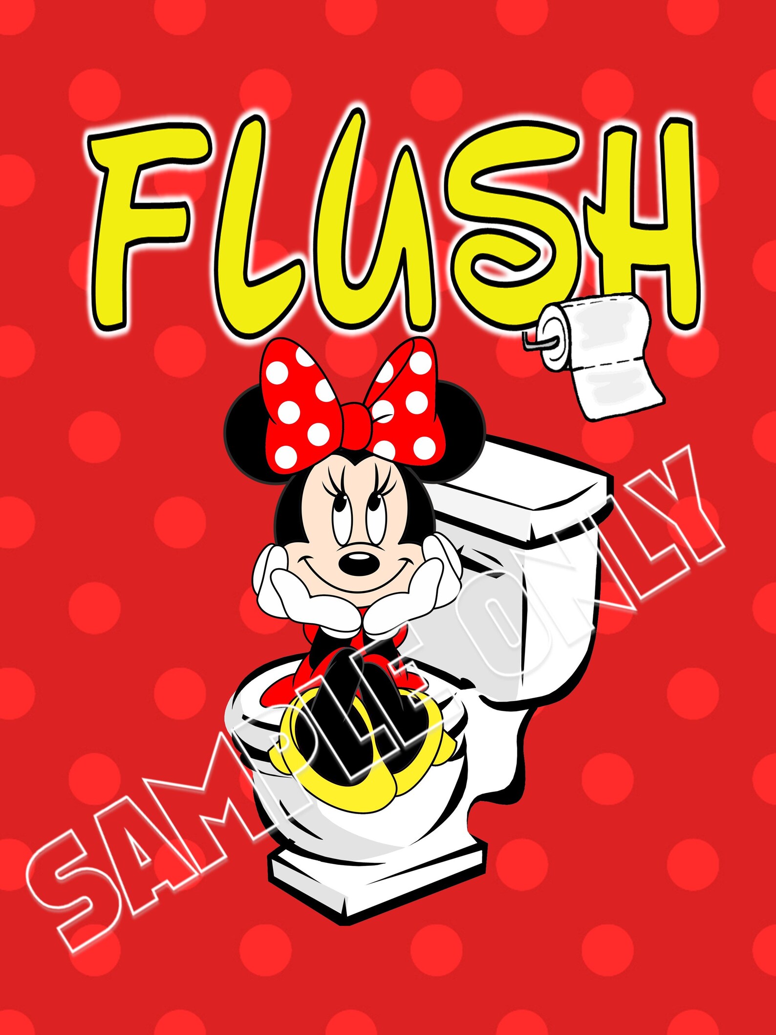 Mickey and Minnie Red Wash Brush Floss Flush Kids Bathroom Decor Wall ...