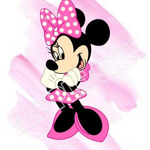 Minnie Mouse Trio Pink Watercolor Splashes Wall Art Prints - Etsy