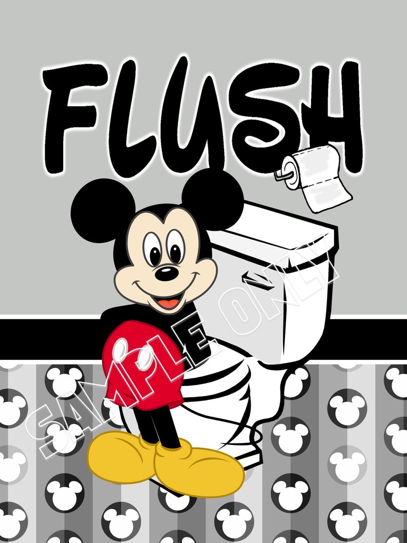 Mickey and Minnie Gray Background Wash Brush Floss Flush Kids - Etsy