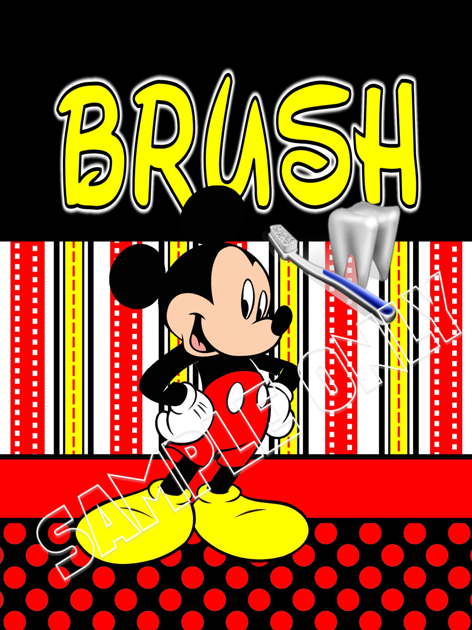 Mickey Mouse Minnie Mouse Multi Colors Wash Brush Floss Flush - Etsy