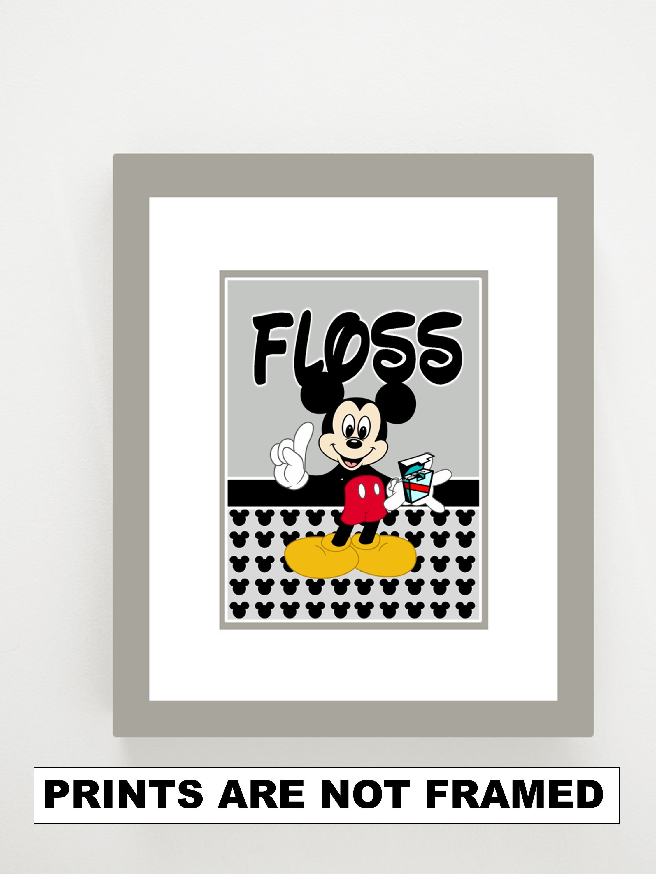 Mickey Mouse Gray Background Wash Brush Floss Flush Kids | Etsy