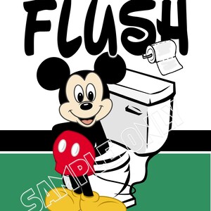 Mickey Mouse Blue Yellow Orange Green BG Wash Brush Floss Flush Kids ...