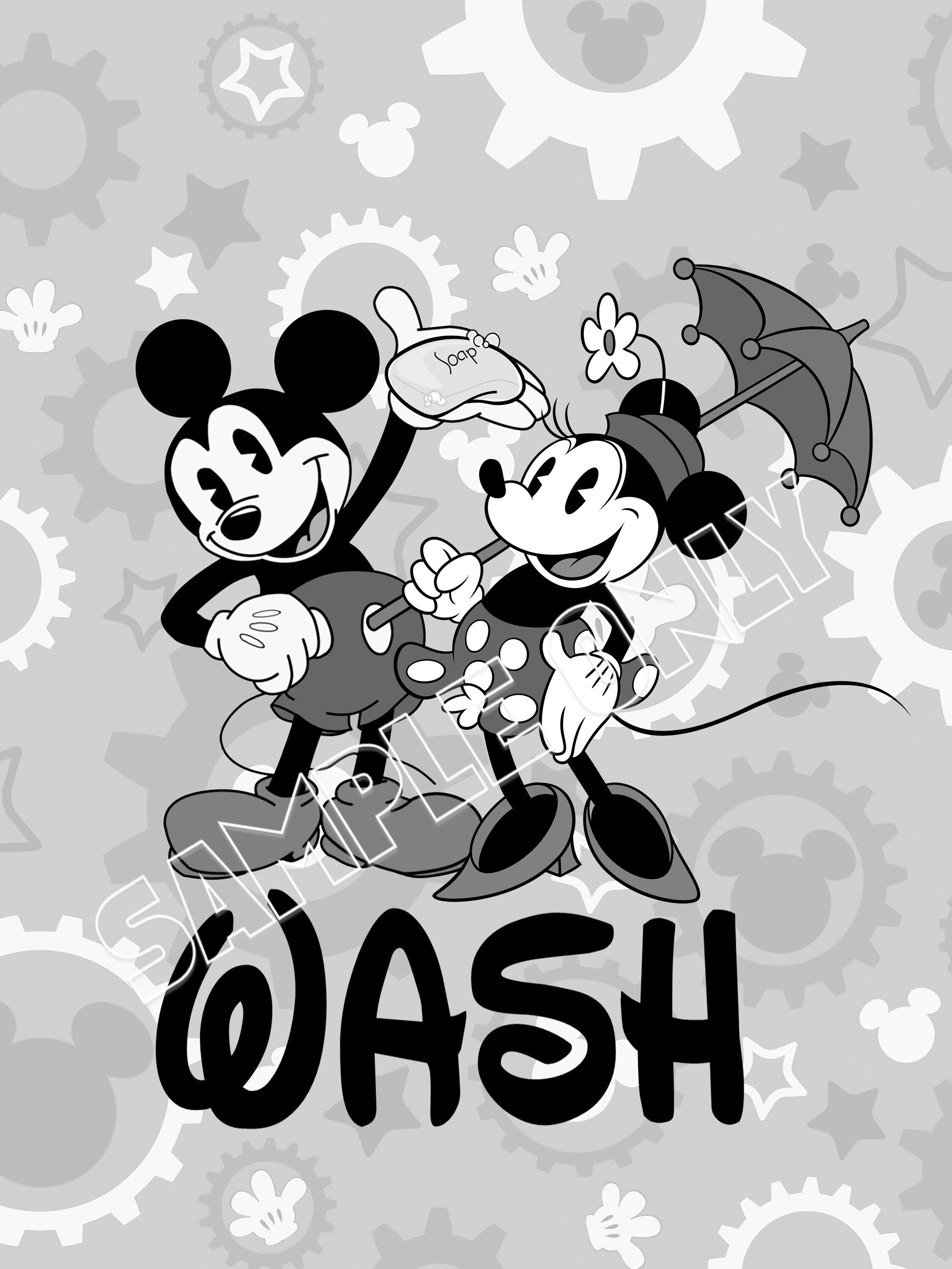 Mickey and Minnie Mouse Monochrome Wash Brush Floss Flush Children's ...