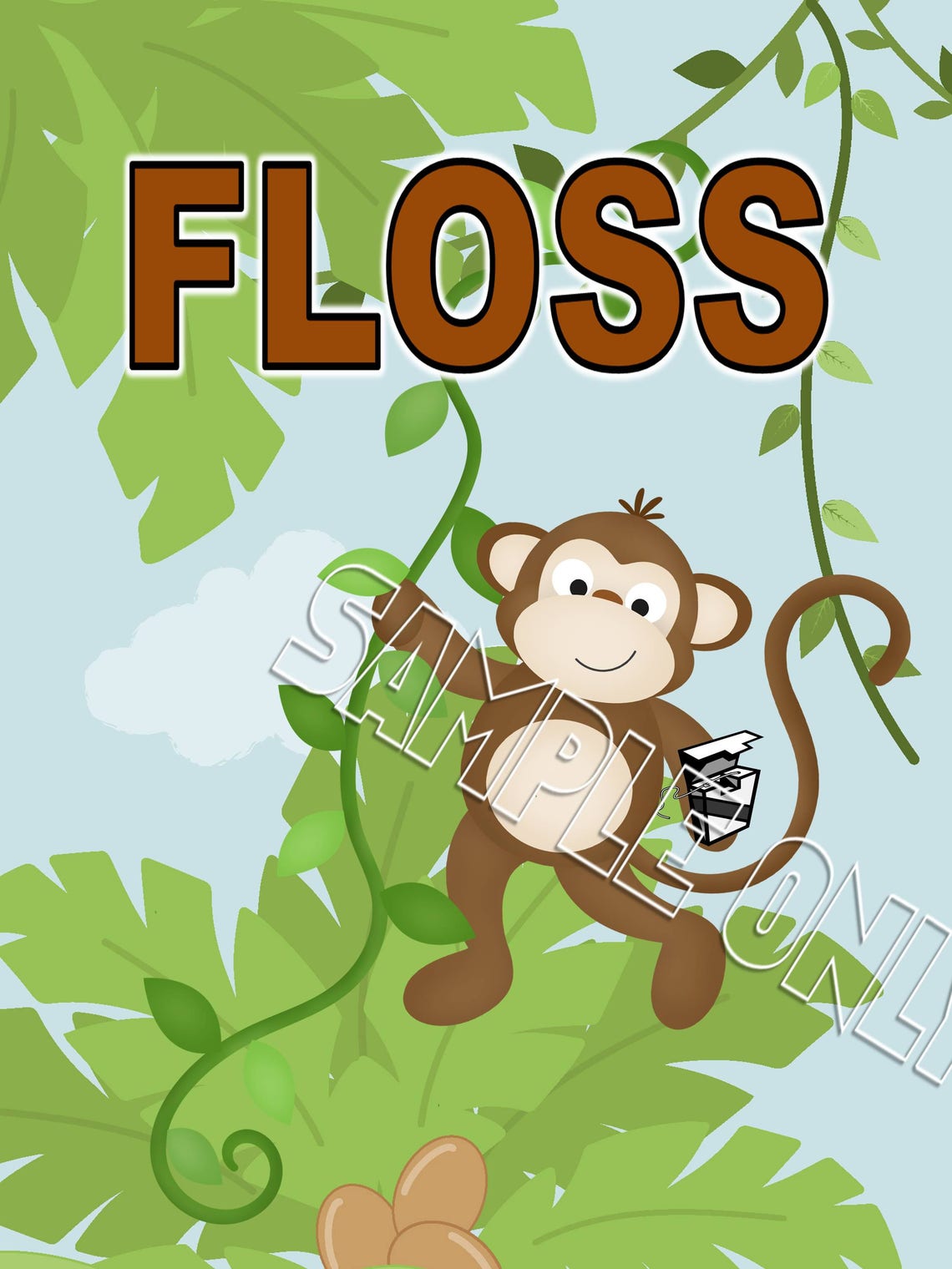 Monkey Business Bathroom Wash Brush Floss Flush Kids Bathroom - Etsy