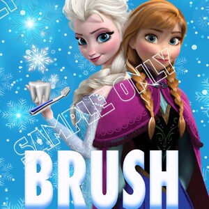 Disney Frozen Wash Brush Floss Flush Kids Bathroom Decor Wall Art ...