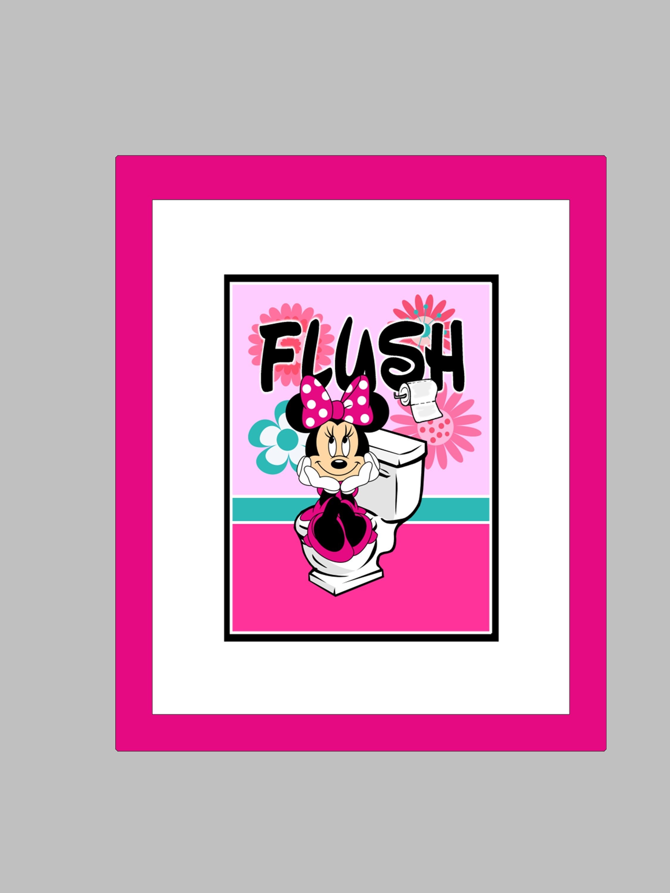 Minnie Mouse Bathroom Prints: Hot Pink & Teal Decor (set of 4) - Etsy
