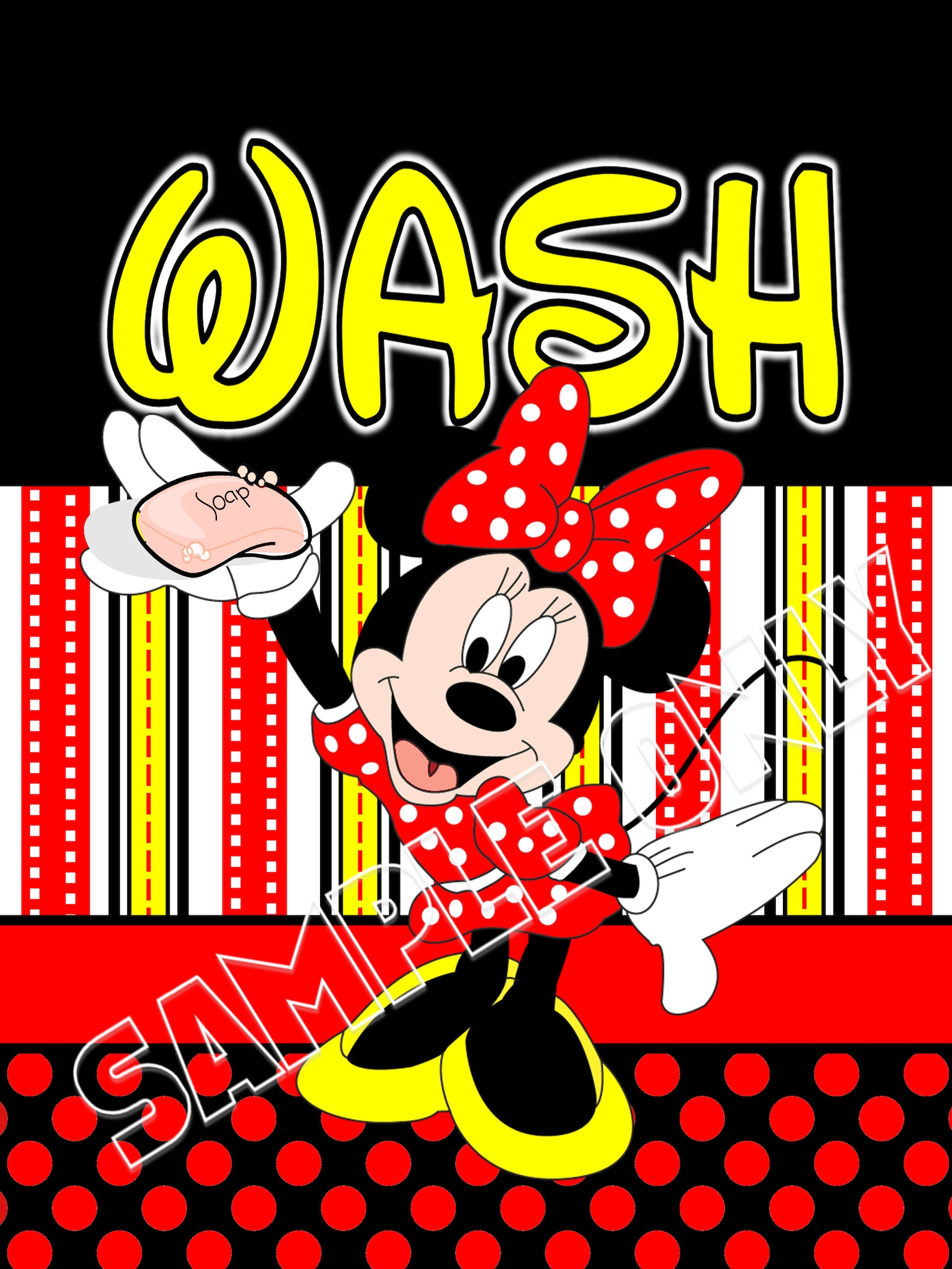 Mickey Mouse Minnie Mouse Multi Colors Wash Brush Floss Flush - Etsy