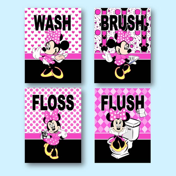 Minnie Mouse Wash Brush Floss Flush 8x10 Kids | Etsy