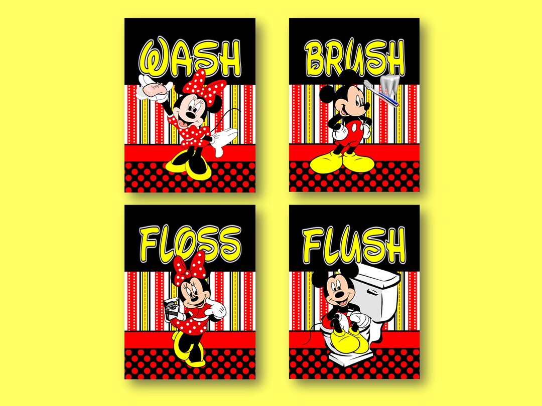 Mickey Mouse Minnie Mouse Multi Colors Wash Brush Floss Flush Kids ...