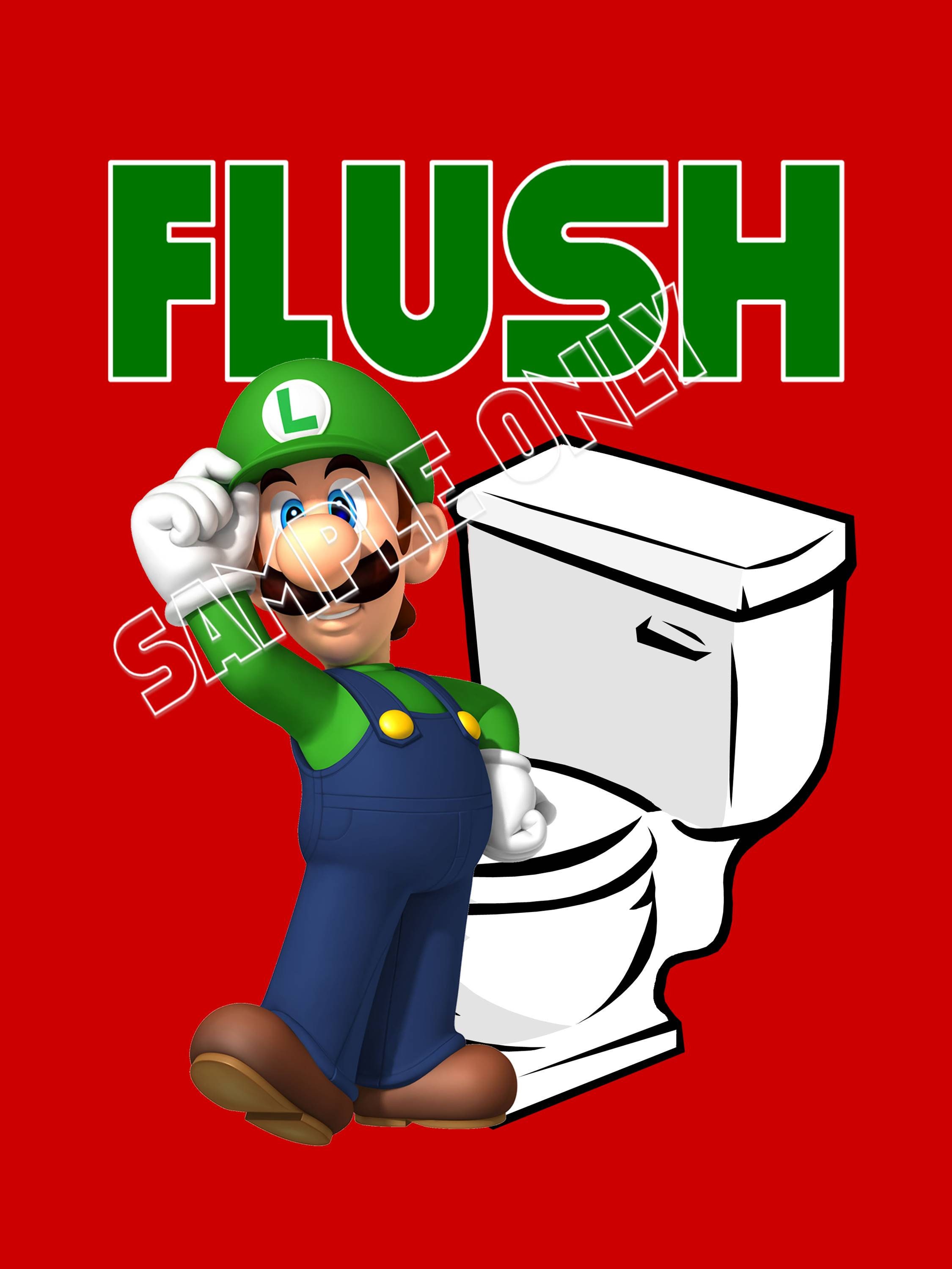 Super Mario V3 Kids Bathroom Decor Wall Art Prints Wash Brush | Etsy