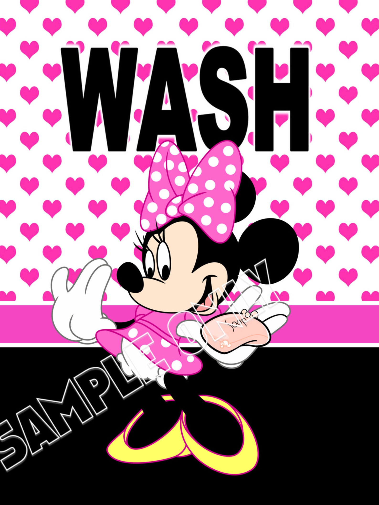 Minnie Mouse Wash Brush Floss Flush 8x10 Kids | Etsy