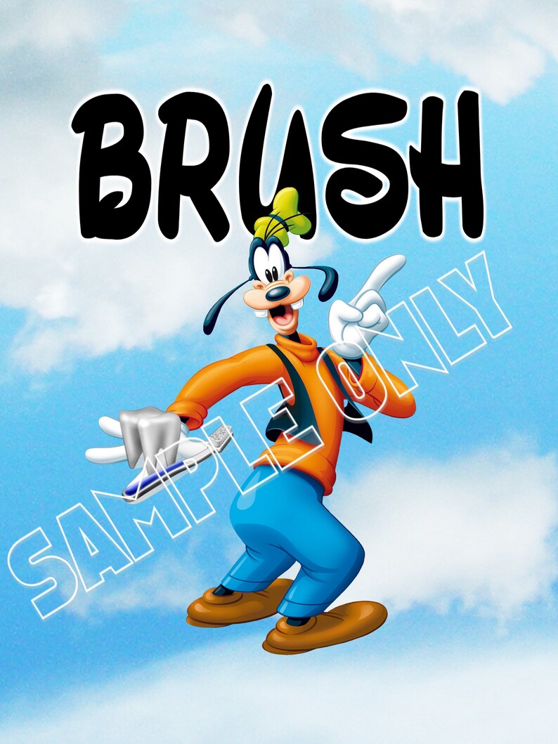 Mickey Mouse Clubhouse Wash Brush Floss Flush Kids Bathroom Decor Wall ...