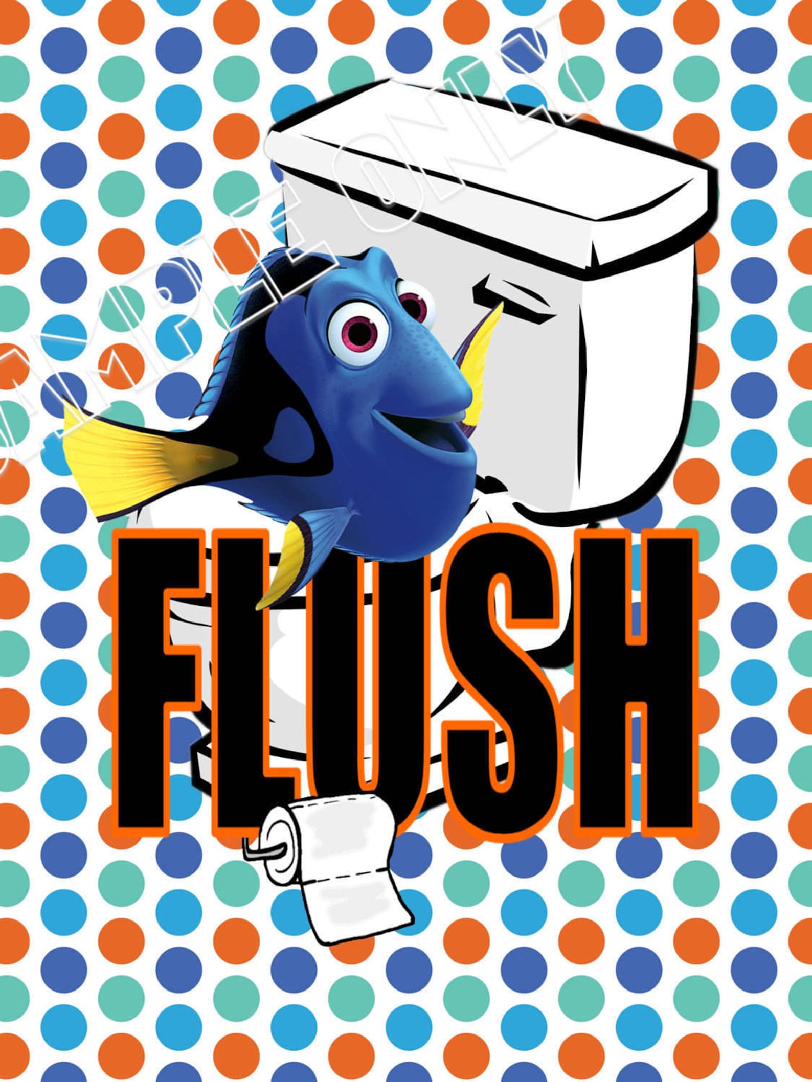 Finding Nemo Dory Wash Brush Floss Flush Kids Bathroom Decor - Etsy
