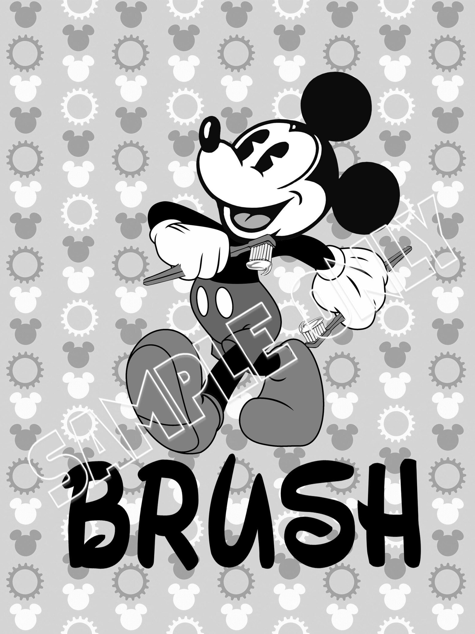 Mickey Mouse Monochrome Wash Brush Floss Flush Children's Bathroom ...