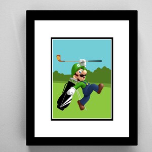 Golf Super Mario Wall Art Prints, Kids Room Decor, Junior Golfer, Golf ...