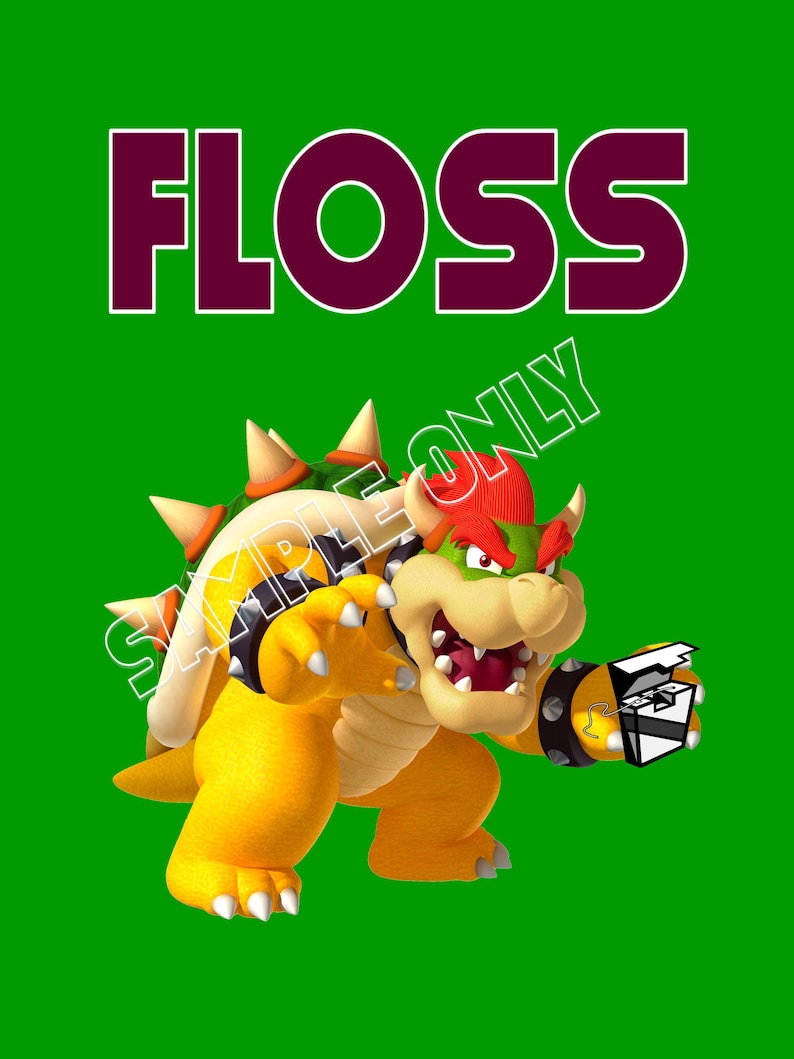 Super Mario V1 Wash Brush Floss Flush Kids Bathroom Decor Wall | Etsy