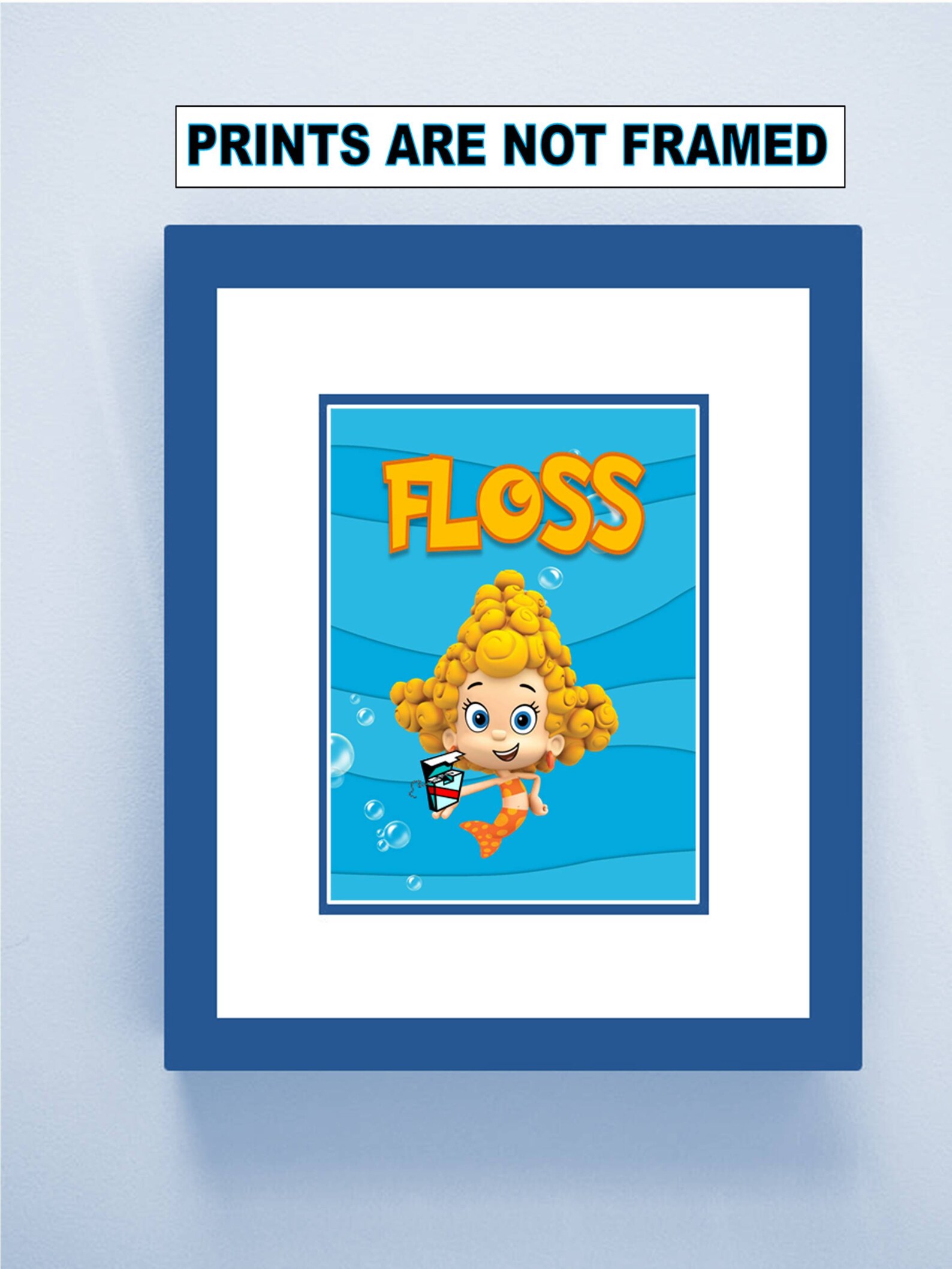 Bubble Guppies Wash Brush Floss Flush Kids Bathroom Decor Wall Art ...