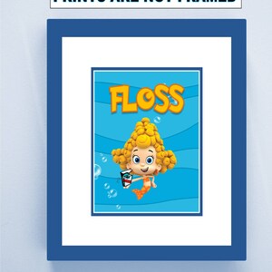 Bubble Guppies Wash Brush Floss Flush Kids Bathroom Decor Wall Art ...