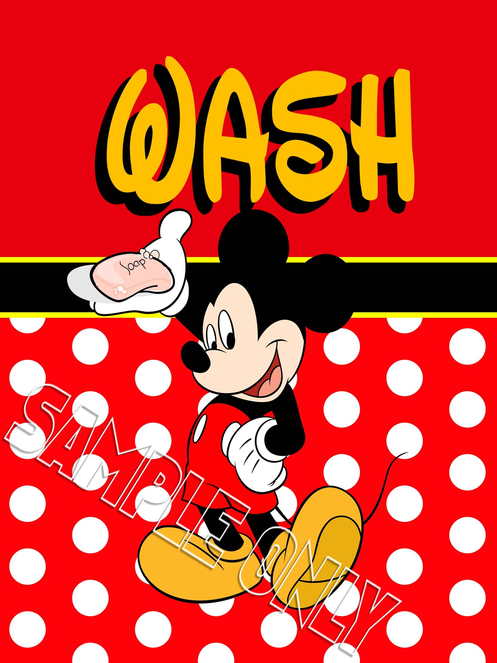 Mickey Mouse Minnie Mouse Polka Dots Wash Brush Floss Flush - Etsy